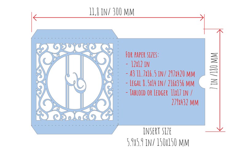 Wedding Invitation Pocket Envelope Cut Template 6x6 Classic - Etsy