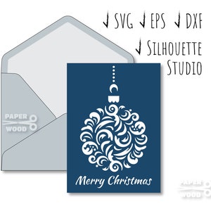 Merry Christmas Card Cut Template 5x7 + A7 Envelope Classic Lettering ...