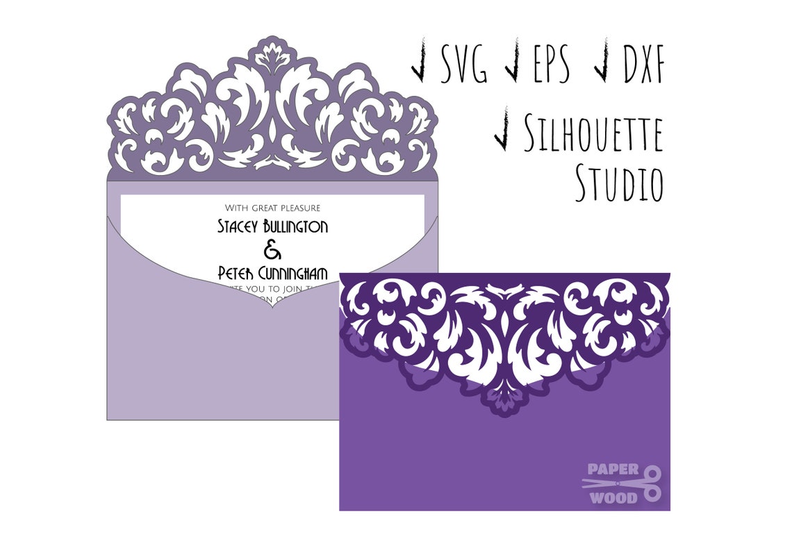 Wedding Invitation Pocket Envelope Cut Template 5x7 Classic | Etsy