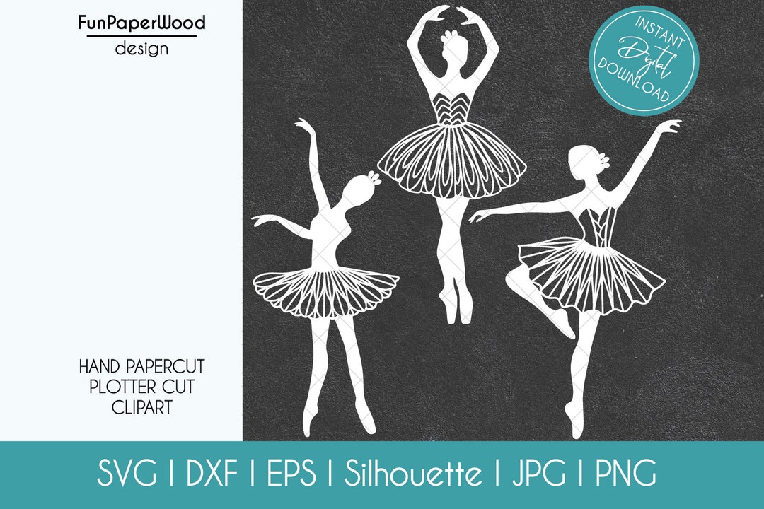 3 Dancing Ballerina SVG Bundle Papercut Templates Ballet Dancer Svg Dxf ...