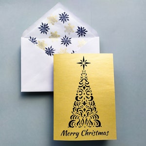 Merry Christmas Card Cut Template 5x7 + A7 Envelope Classic Swirl Lace ...
