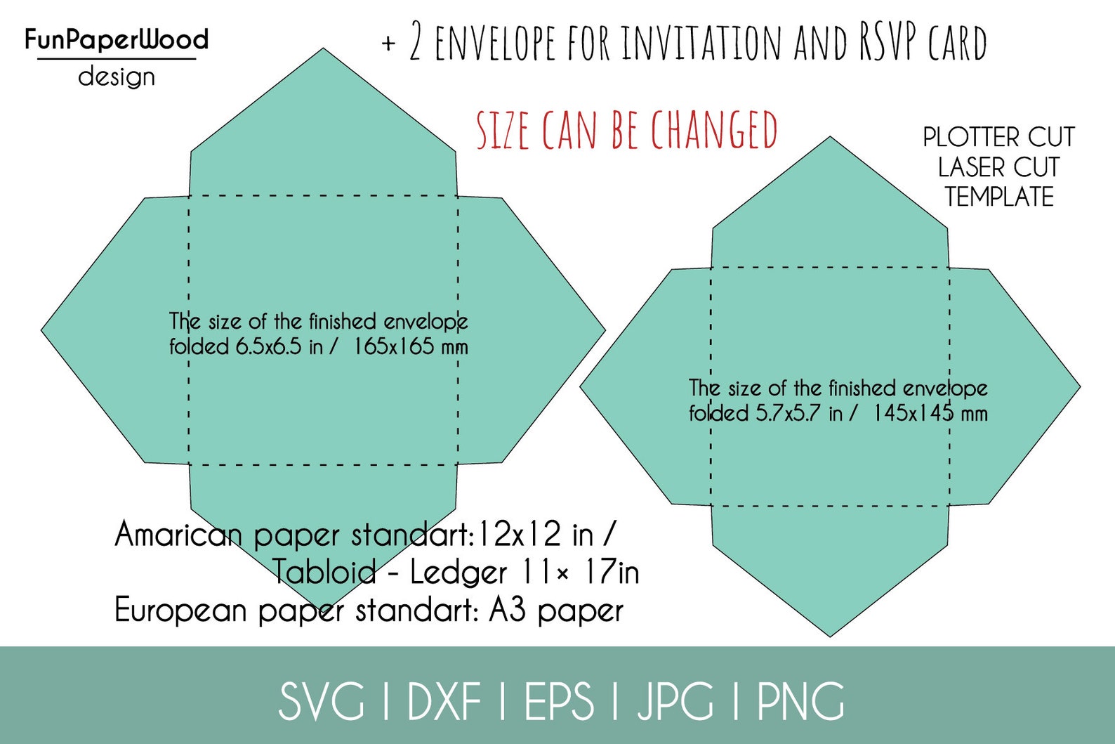 Set Classic Tri Fold Pocket Wedding Invitation Square Envelope | Etsy