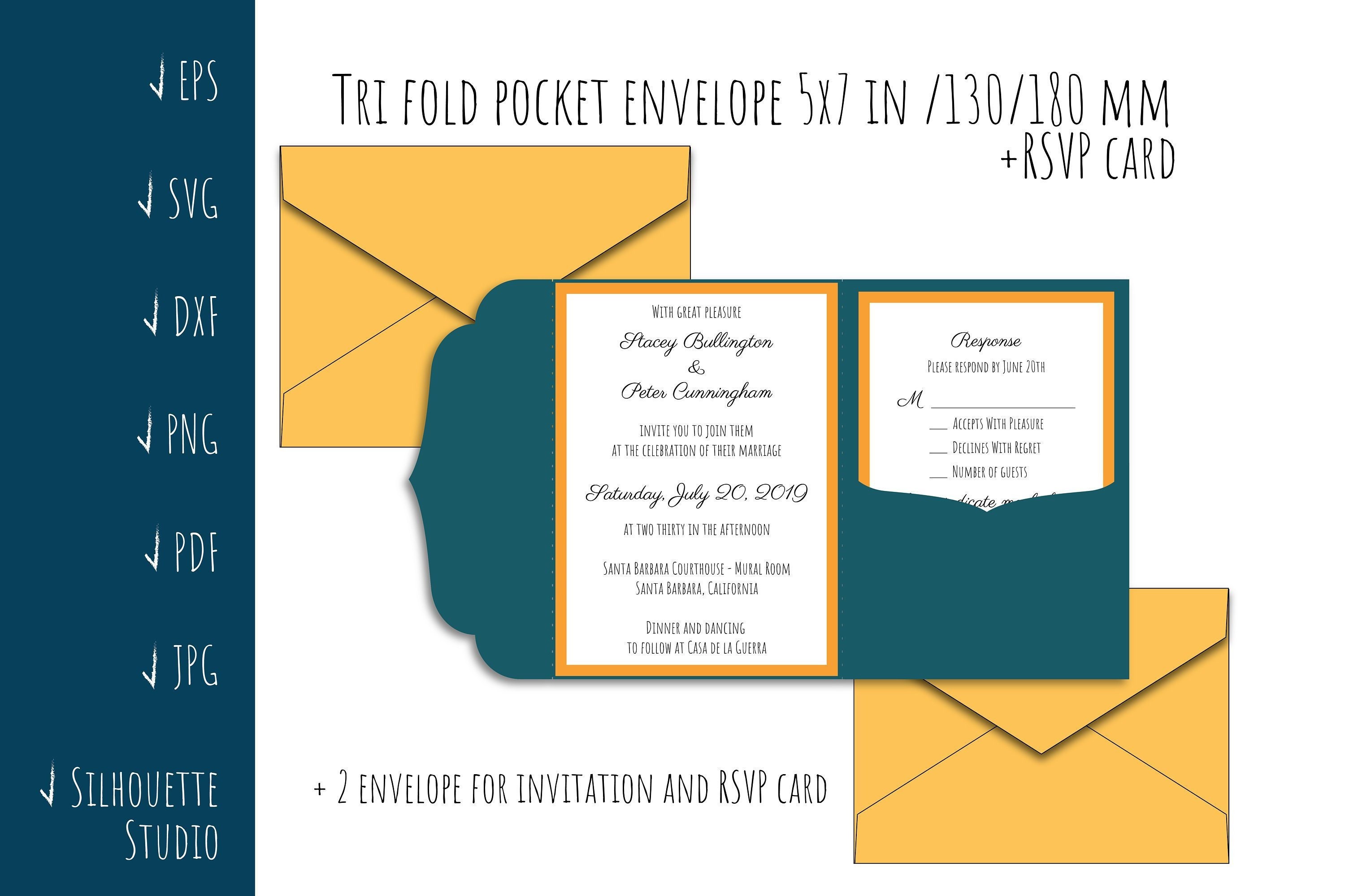 Set Classic Tri Fold Pocket Wedding Invitation Envelope A7 | Etsy