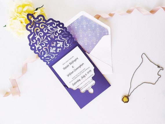 Wedding Invitation Pocket Envelope Cut Template 5x7 Classic | Etsy