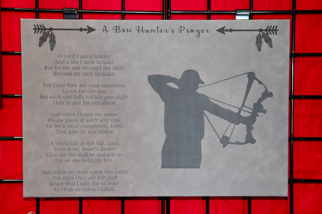 Laser Engraved Leather Bow Hunter's Prayer With Archer Silhouette ...