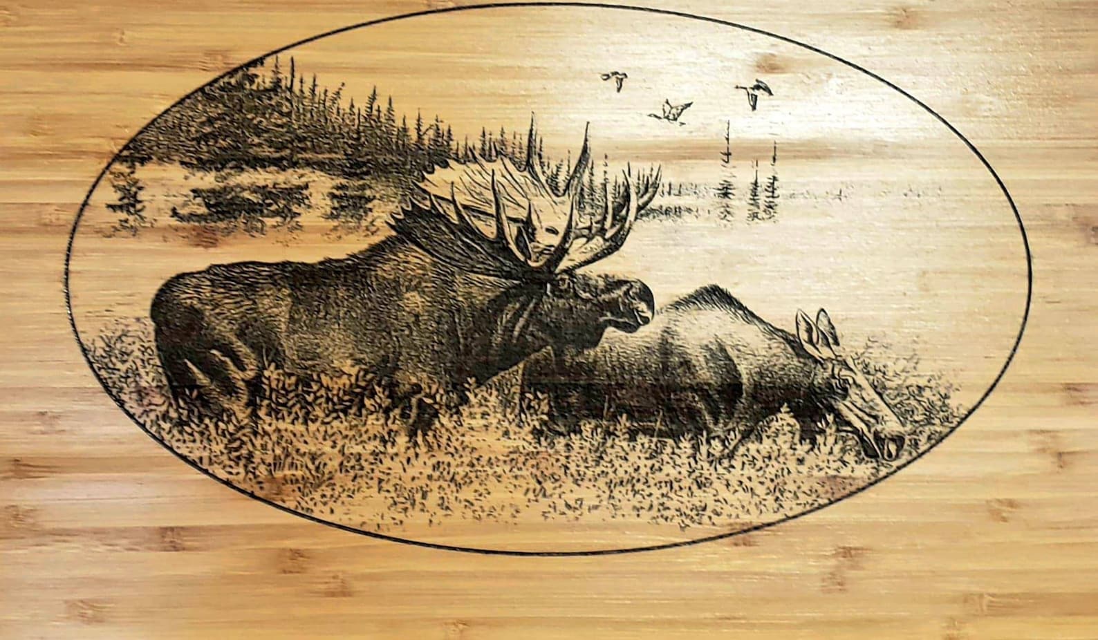19x12 Moose Laser Engraved & Personalized With Tracks on a Bamboo ...