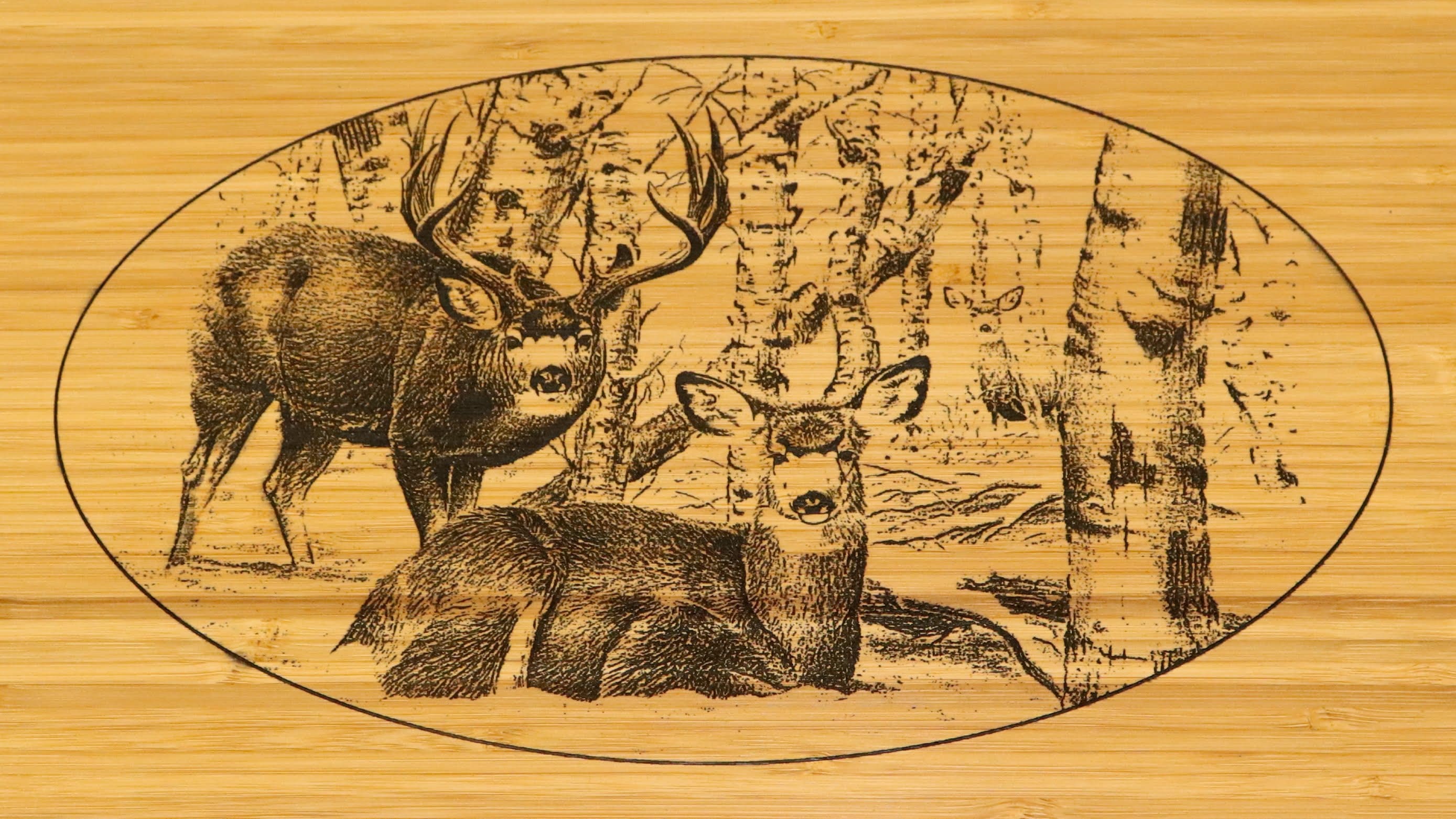 Custom Laser Engraved Mule Deer Bamboo Cutting Board, Wooden Cutting ...
