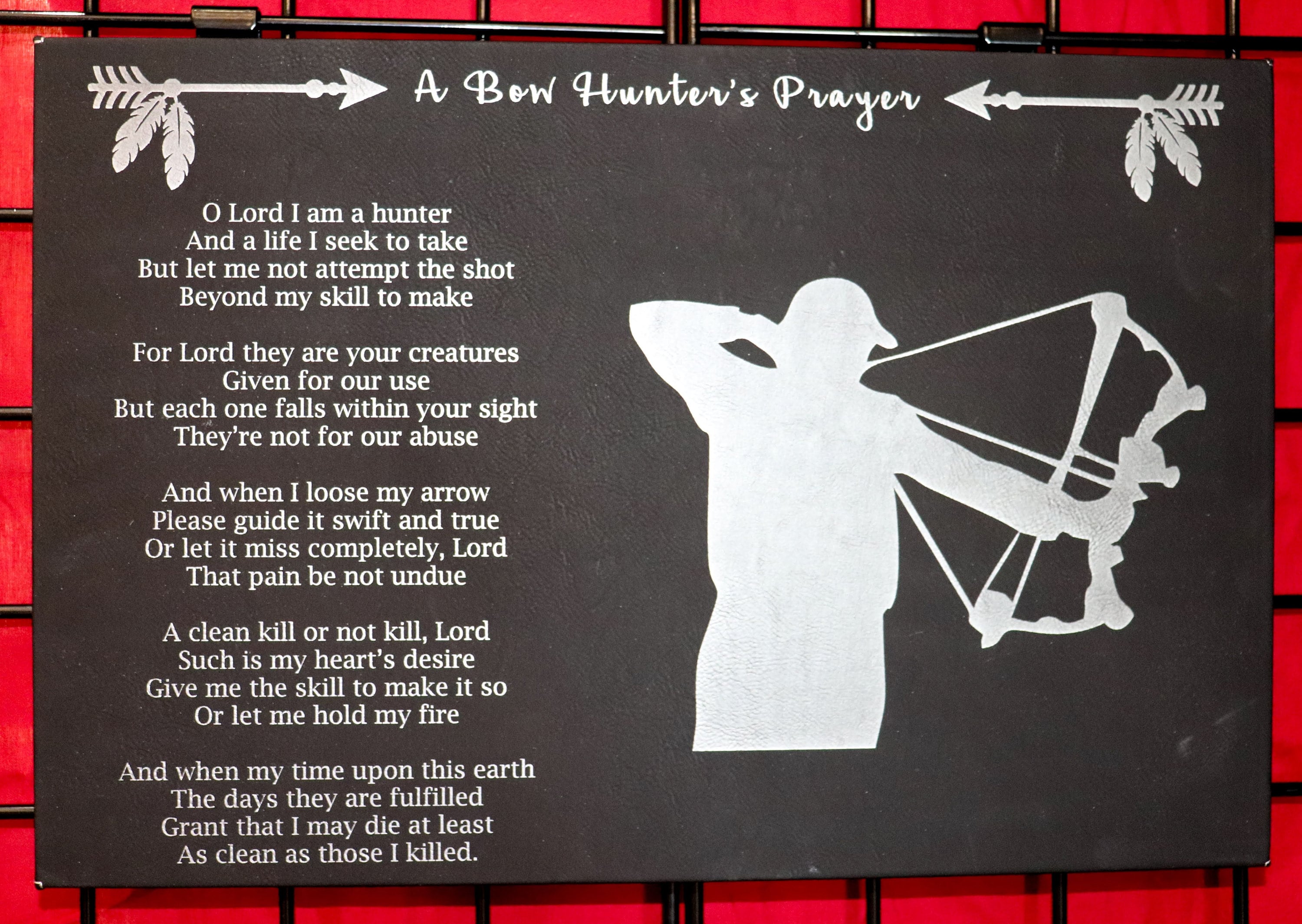 Laser Engraved Leather Bow Hunter's Prayer With Archer Silhouette ...