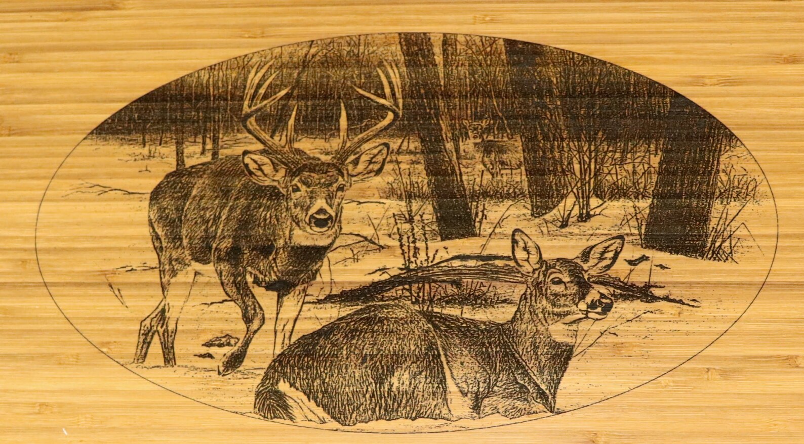 Custom Laser Engraved Whitetail Deer Bamboo Cutting Board, Wooden ...