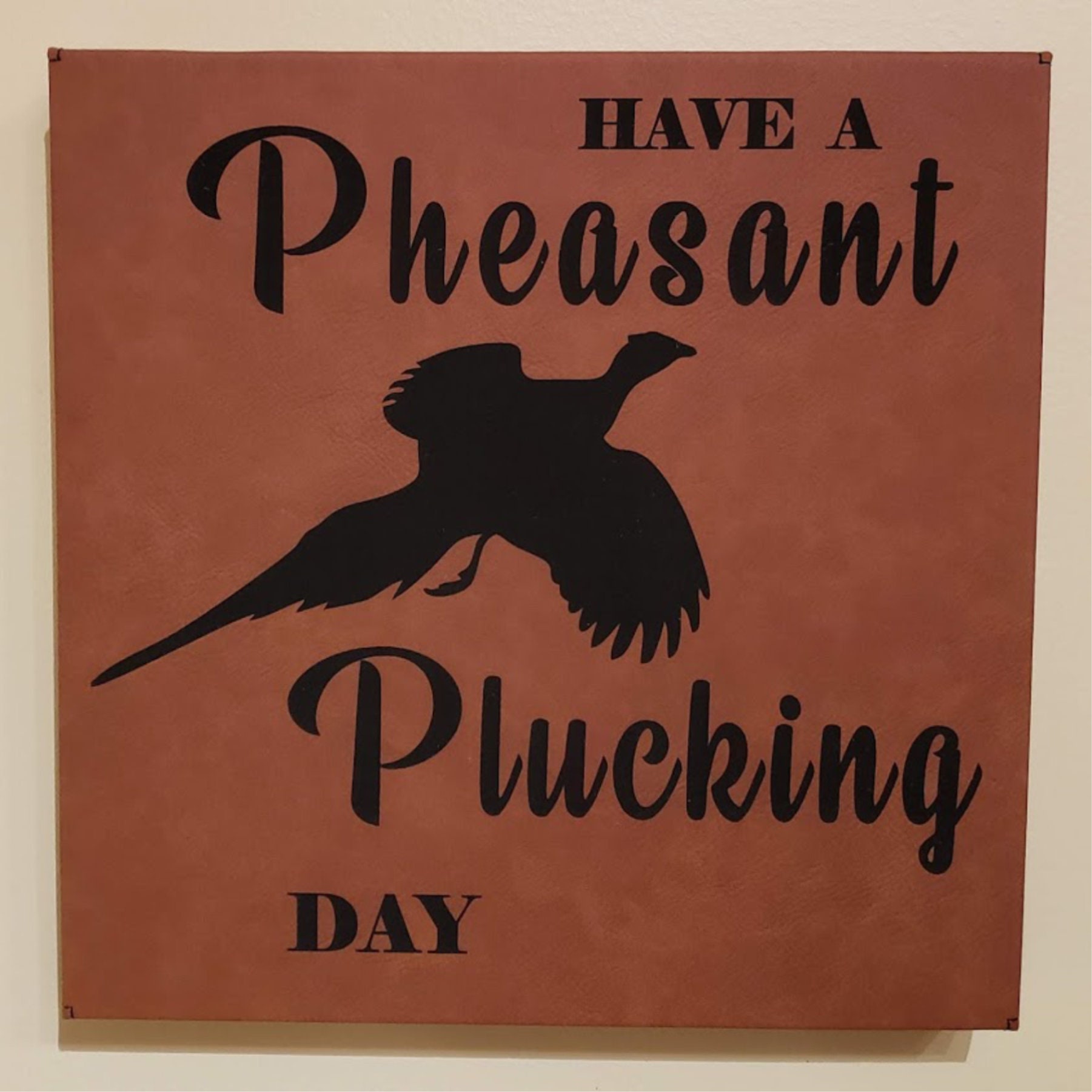 Laser Engraved Leather Funny Décor With Pheasant Silhouette, Hunting ...
