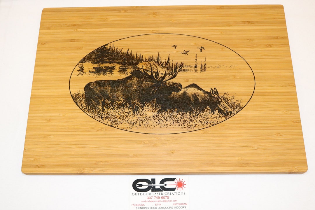 Moose Scene Laser Engraved Wood Wall Sign, Wildlife Art Wood Plaque ...
