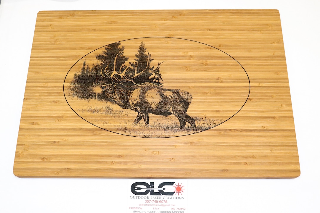 Laser Engraved Bugling Bull Elk Wood Sign, Custom Bamboo Wood Plaque ...