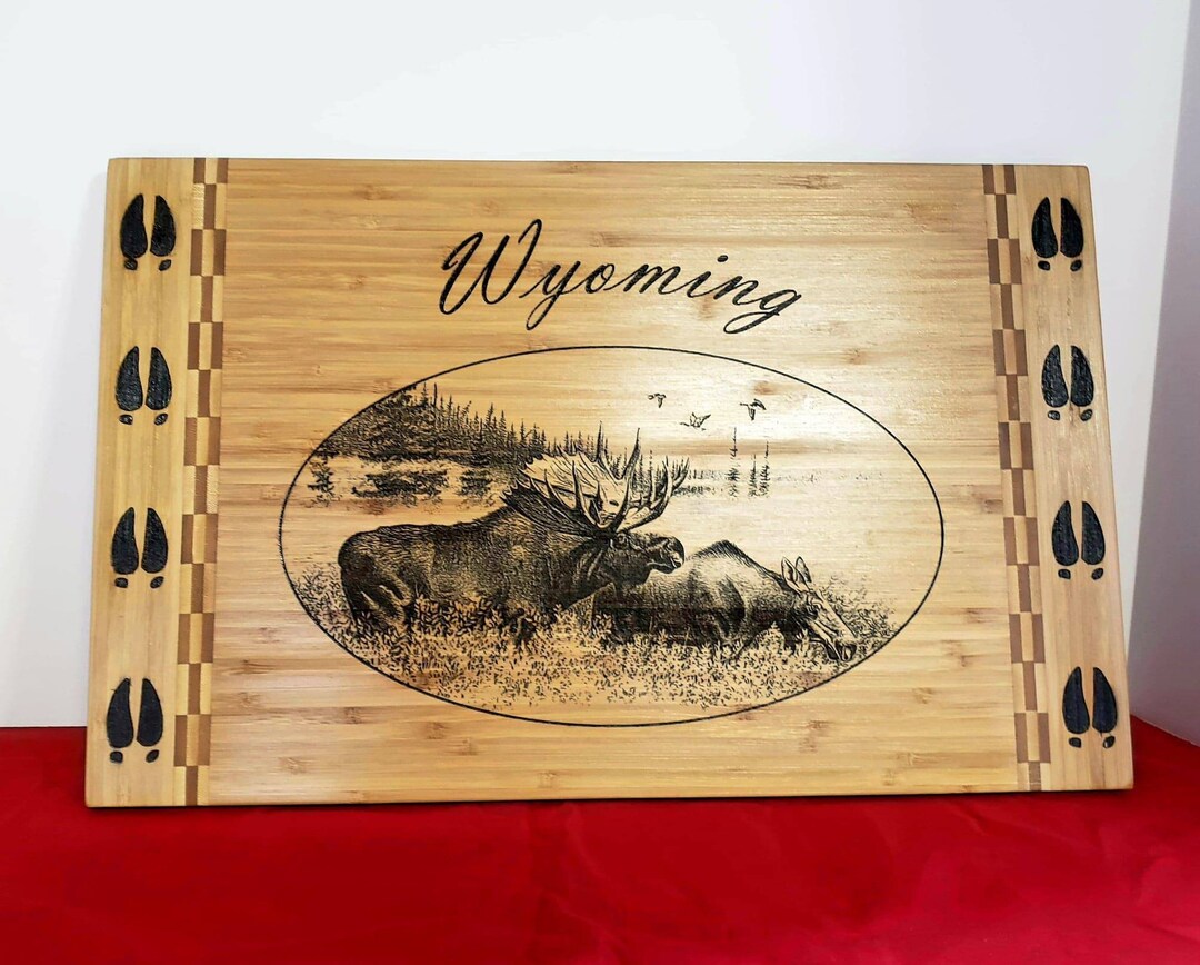Laser Engraved Moose With Tracks Wood Wall Sign, Personalized Wooden ...