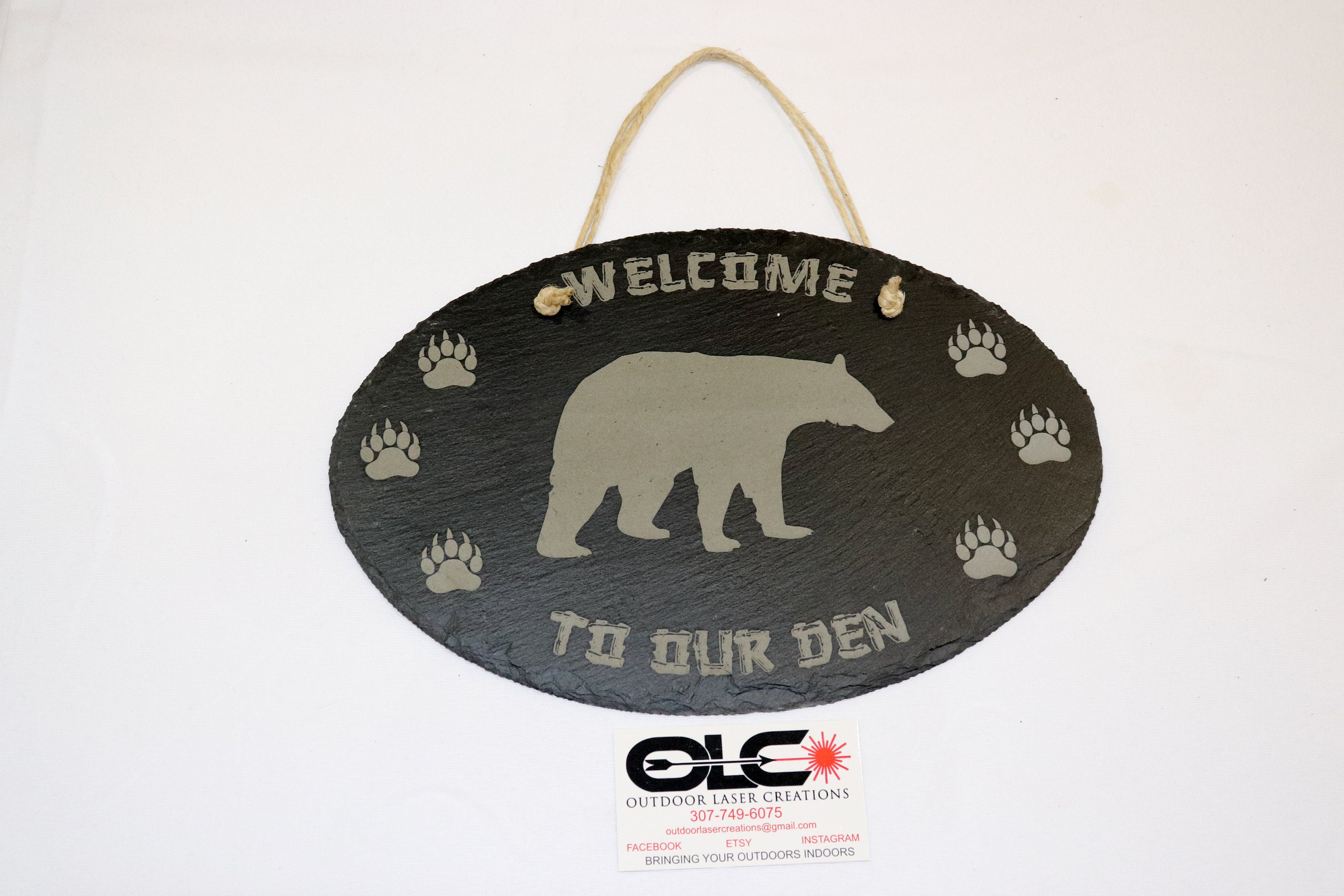 Welcome to Our Den Slate Sign, Rustic Laser Engraved Slate Welcome Sign ...