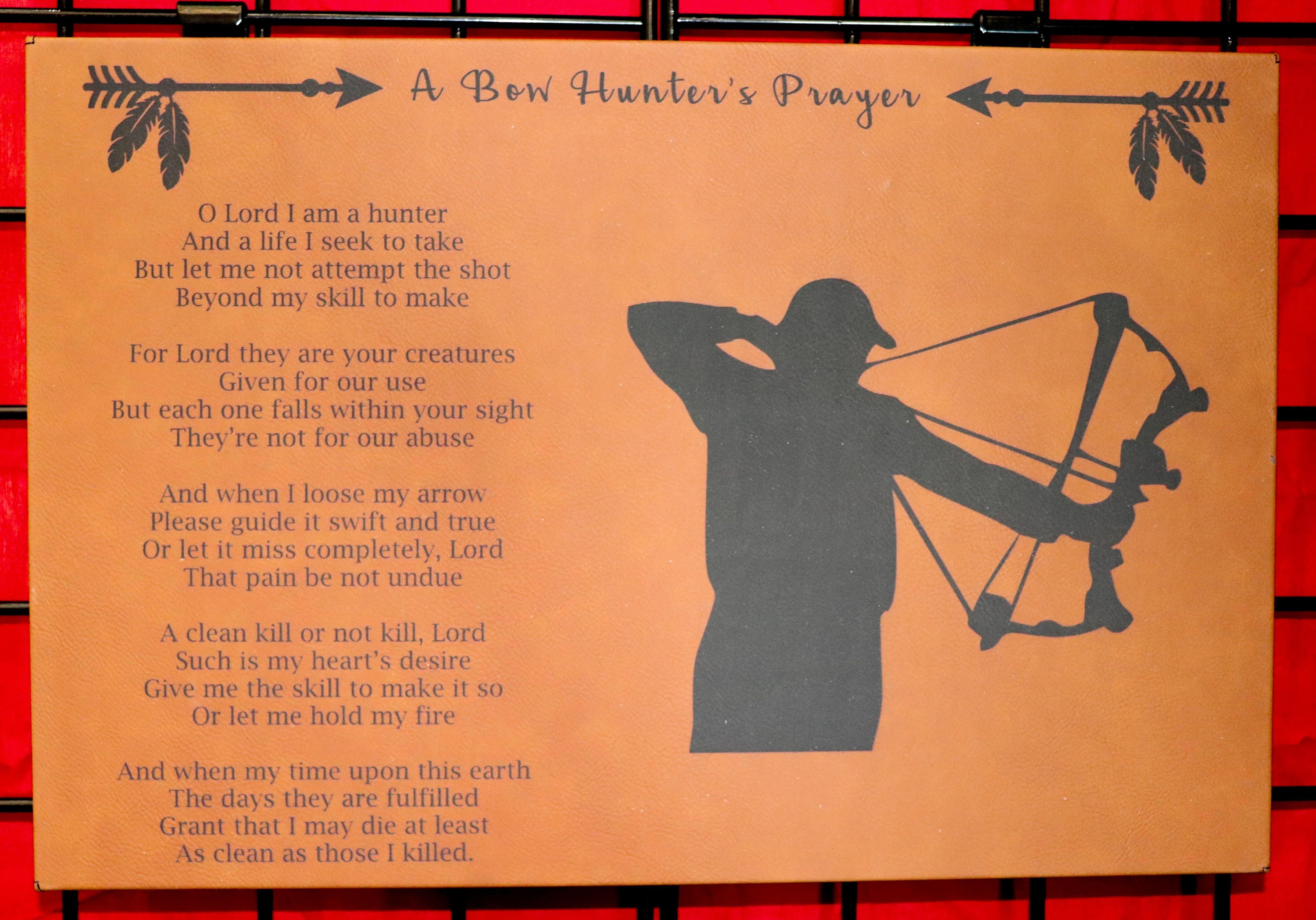 Laser Engraved Leather Bow Hunter's Prayer With Archer Silhouette ...