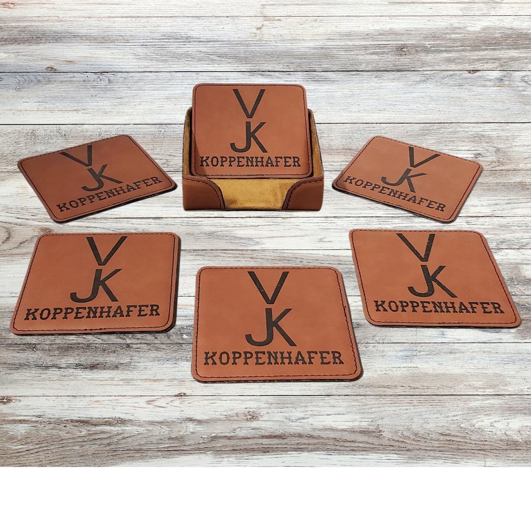 Custom Cattle Brand Leatherette Coasters, Engraved Livestock Gift ...
