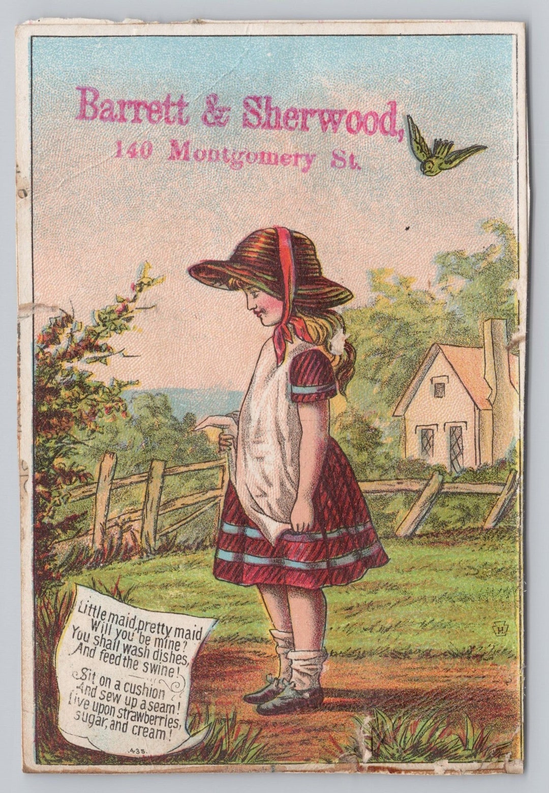 Barrett & Sherwood, 140 Montgomery Street, Pretty Maid, Birds, Trade ...