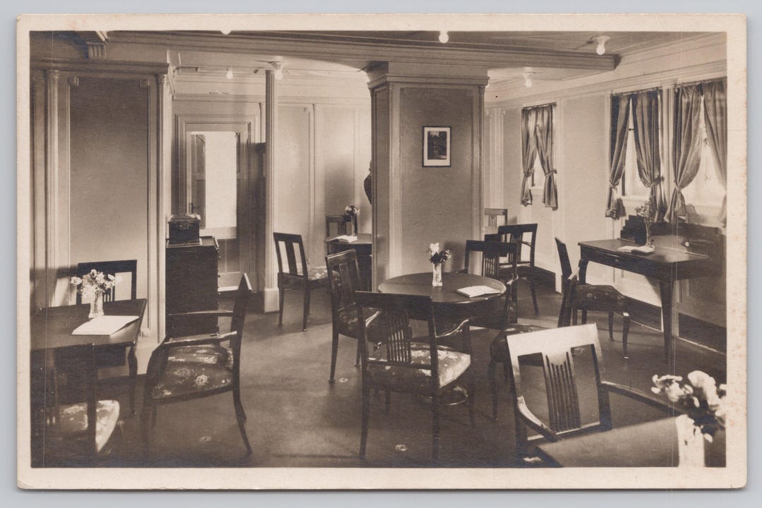 2132 Postcard German Lloyd Bremen SS Dresden Women's Salon Tourist ...
