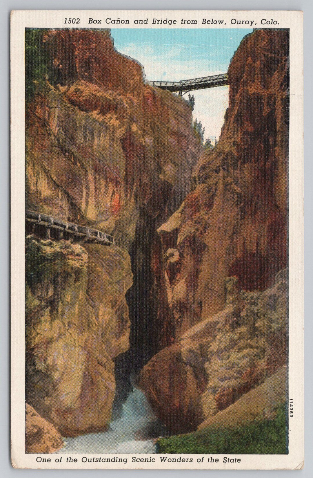 1732 Box Canon & Bridge From Below Ouray Colorado Postcard - Etsy