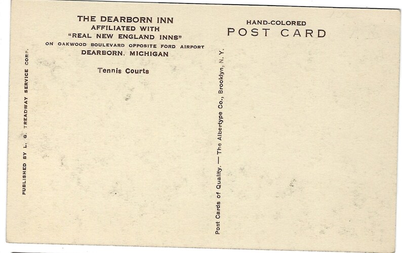 DEARBORN Inn, Tennis Courts. MI, 1920s Hand Colored Postcard - Etsy