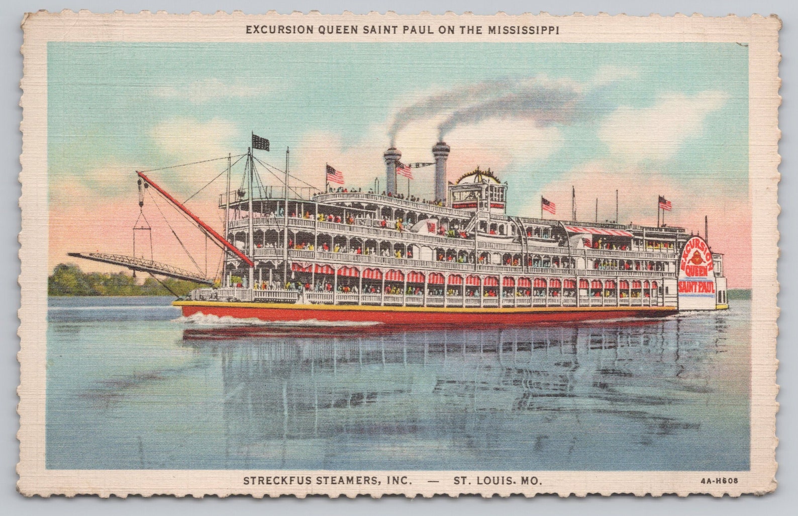 Streckfus Excursion Queen Steamer Saint Paul on Mississippi River ...