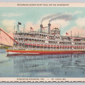 Streckfus Excursion Queen Steamer Saint Paul on Mississippi River ...
