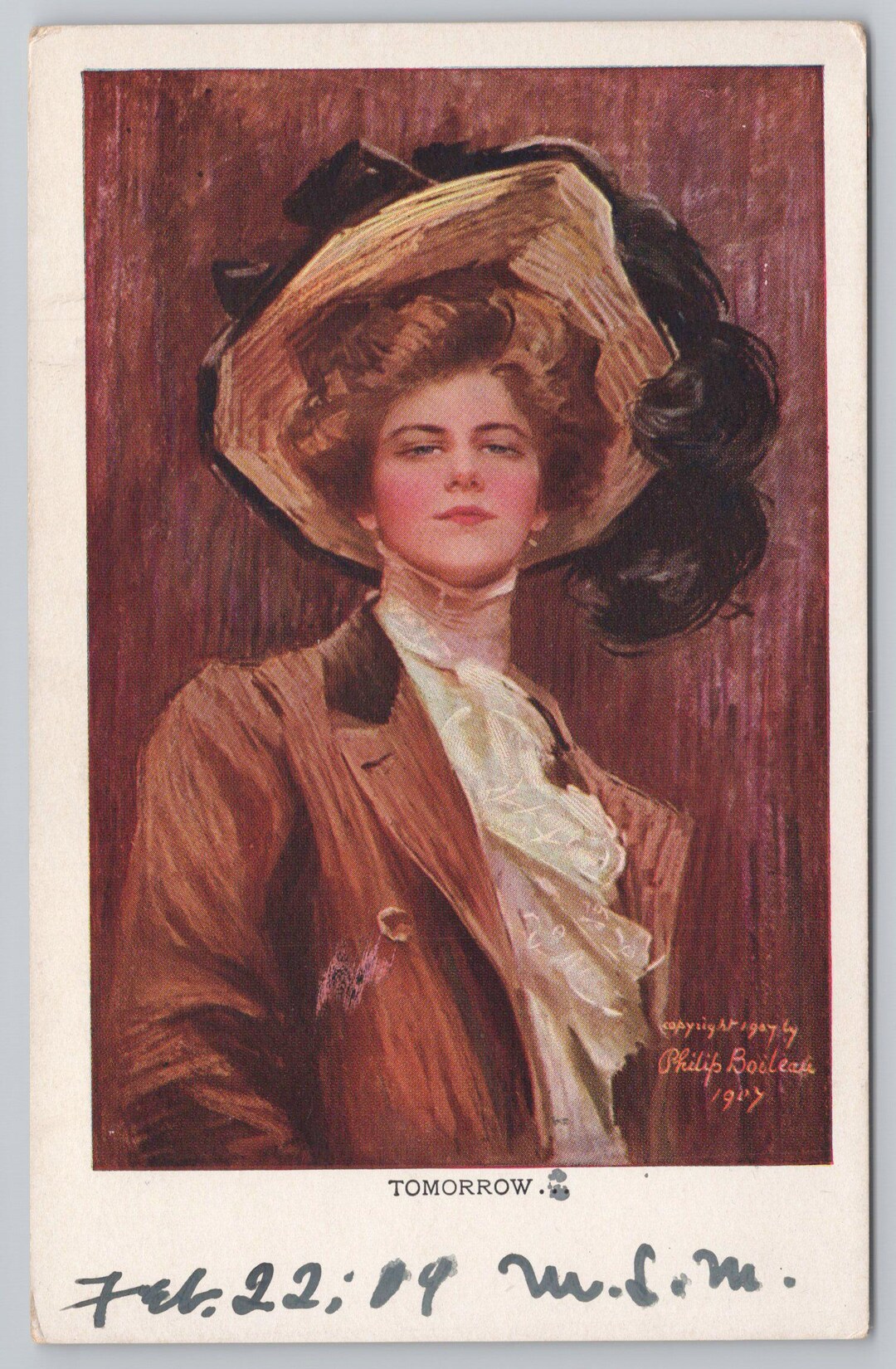 Philip Boileau,artist-signed 1907 Glamour Postcard: 'tomorrow' Woman in ...