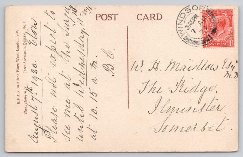 Vintage Hans Holbein “jane Seymour” Queen Painting Postcard, 2nd Card ...