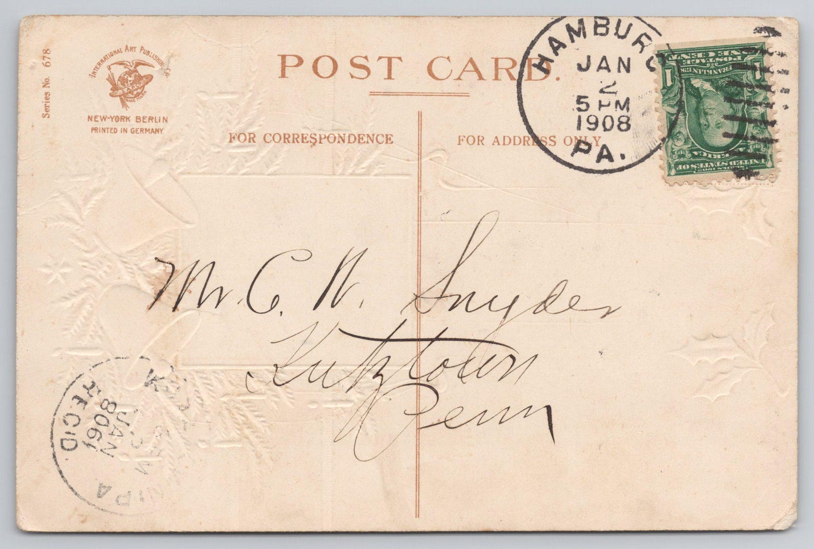 Best Wishes Happy New Year 1908 Pines and Bells Postcard - Etsy