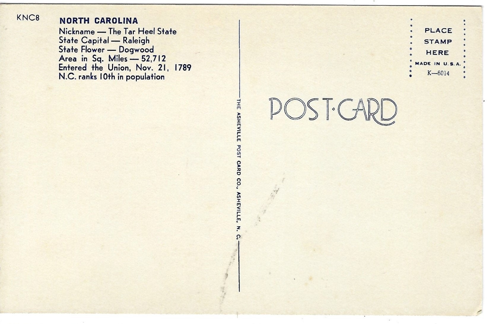 Postcard North Carolina Map Greetings From, State Cardinal Bird, State ...