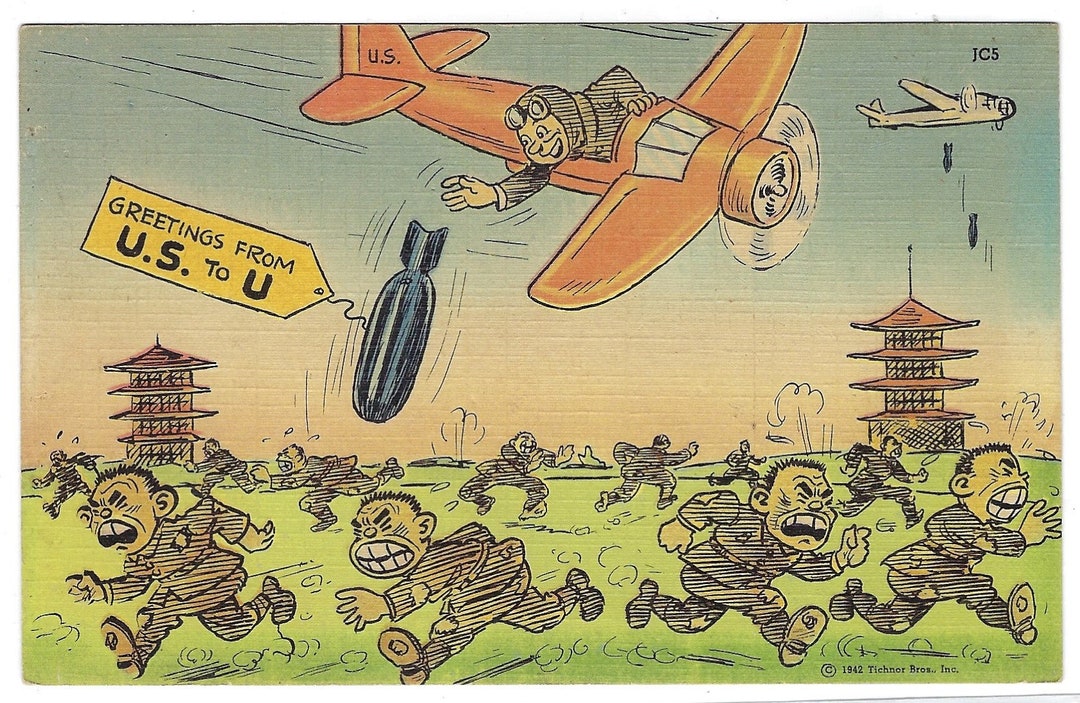 1942 WWII Japan USA Military Cartoon Comic Propaganda Postcard B5A - Etsy