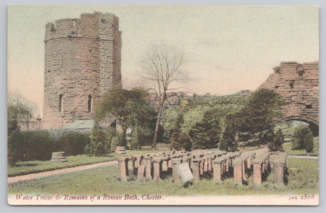 Water Tower and Ruins of a Roman Bath, Chester, England, C1910 Postcard ...