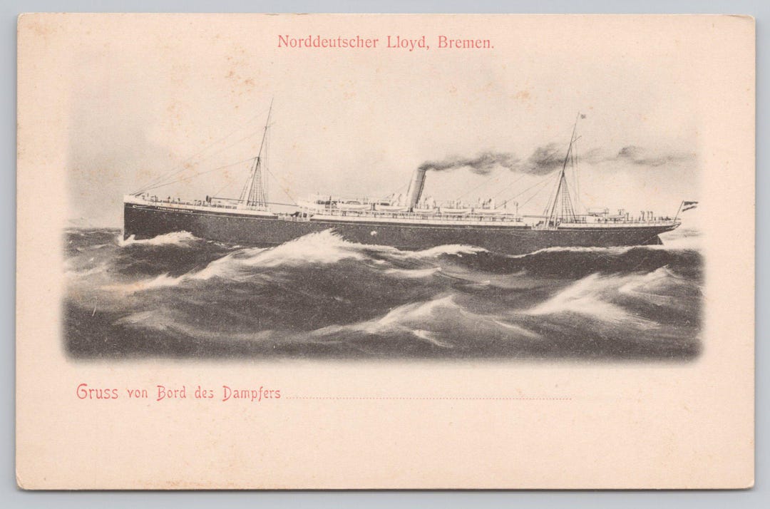 Norddeutscher Lloyd Bremen Line Steamship Ship Ocean Liner Postcard ...