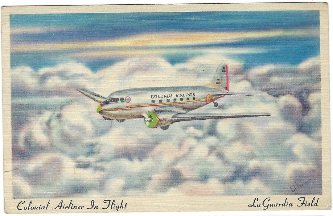 Colonial Airliner, Colonial Airlines, Douglas DC-3, NY City, Laguardia ...
