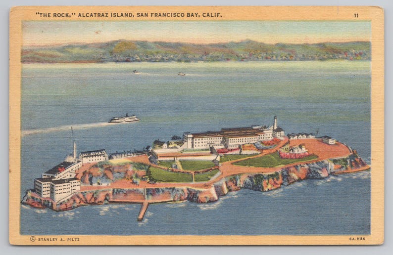 1949 the Rock Alcatraz Island San Francisco Bay CA Postcard 1240 - Etsy