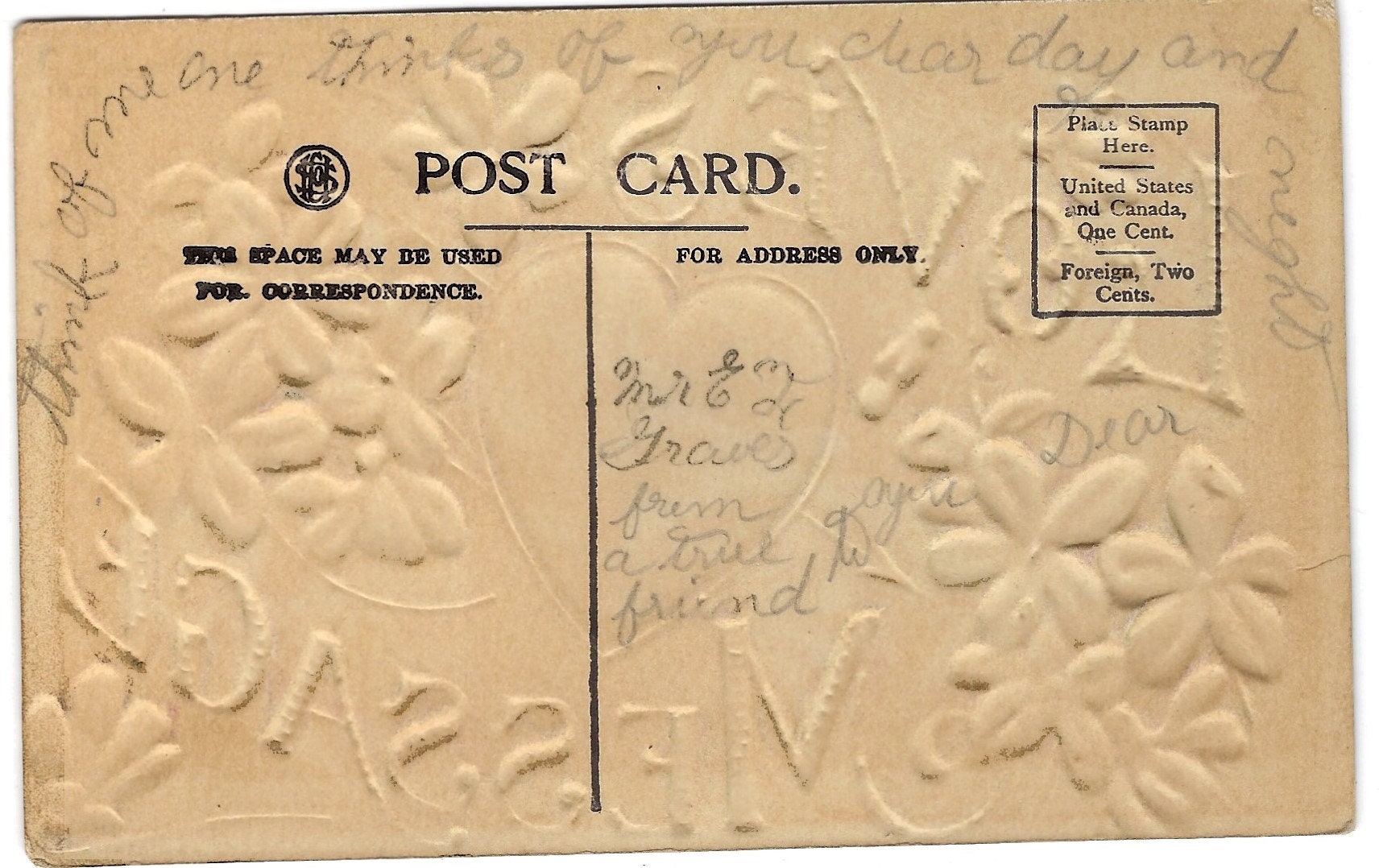 Love's Message, Heavily Embossed, Valentine's Day Greetings Postcard AL ...