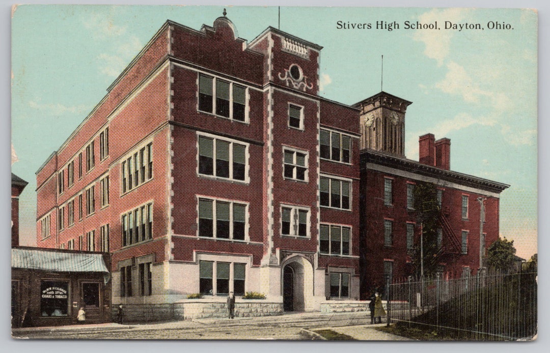 Dayton Ohio, Stivers High School Building, Cigar Shop, C1910 Postcard ...
