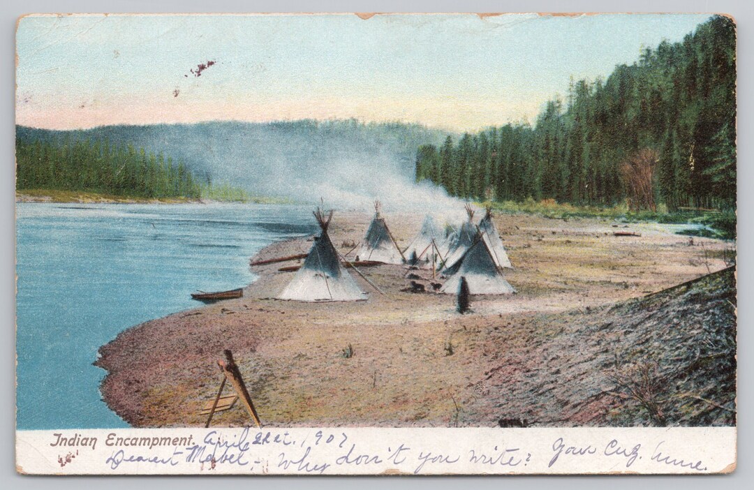 Postcard Native American Indian Camp Tepee C1907 Posted Undivided Back ...