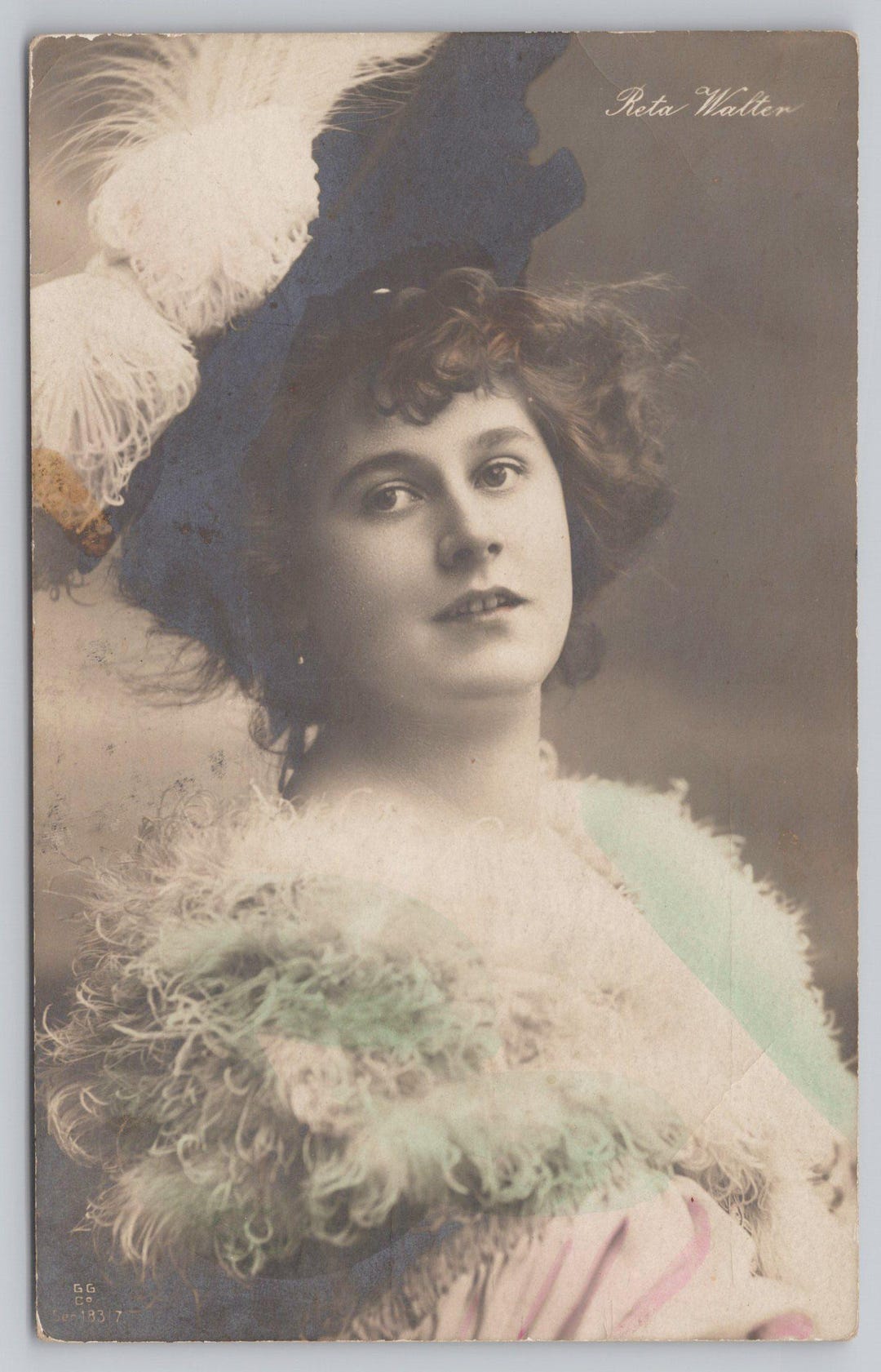Actress Reta Walter With Feather and Boa Antique Postcard 0880 - Etsy