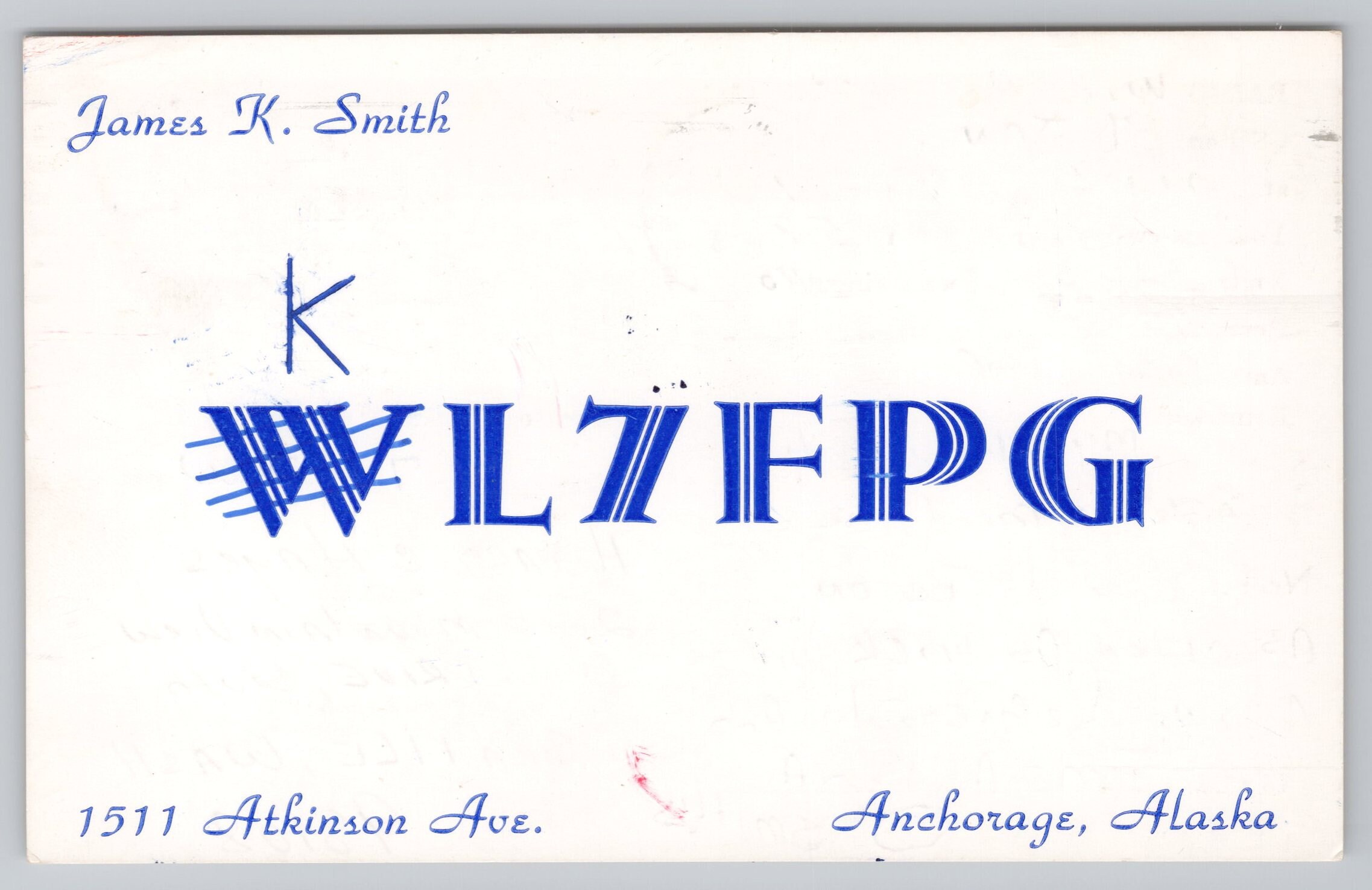 1968 Amateur Ham Radio QSL Card Anchorage Alaska KL7FPG James K Smith ...