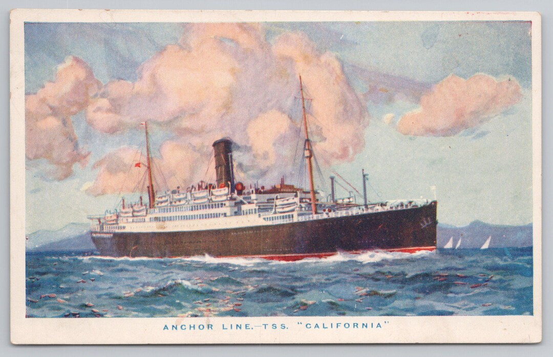 Cruise Ocean Liner Steamer Ship 1920s Postcard, Anchor Line TSS ...