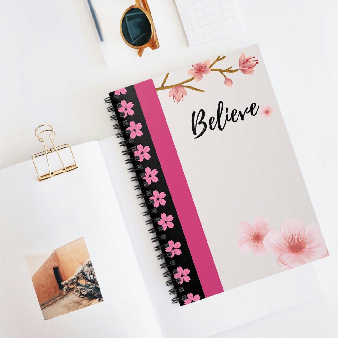 Believe Cherry Blossom Motivation Spiral Notebook - Etsy