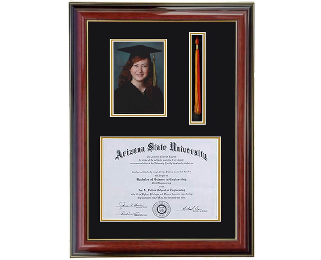 Custom Diploma Frame With Tassel Holder & 5x7 Photo - Mahogany/black - Etsy