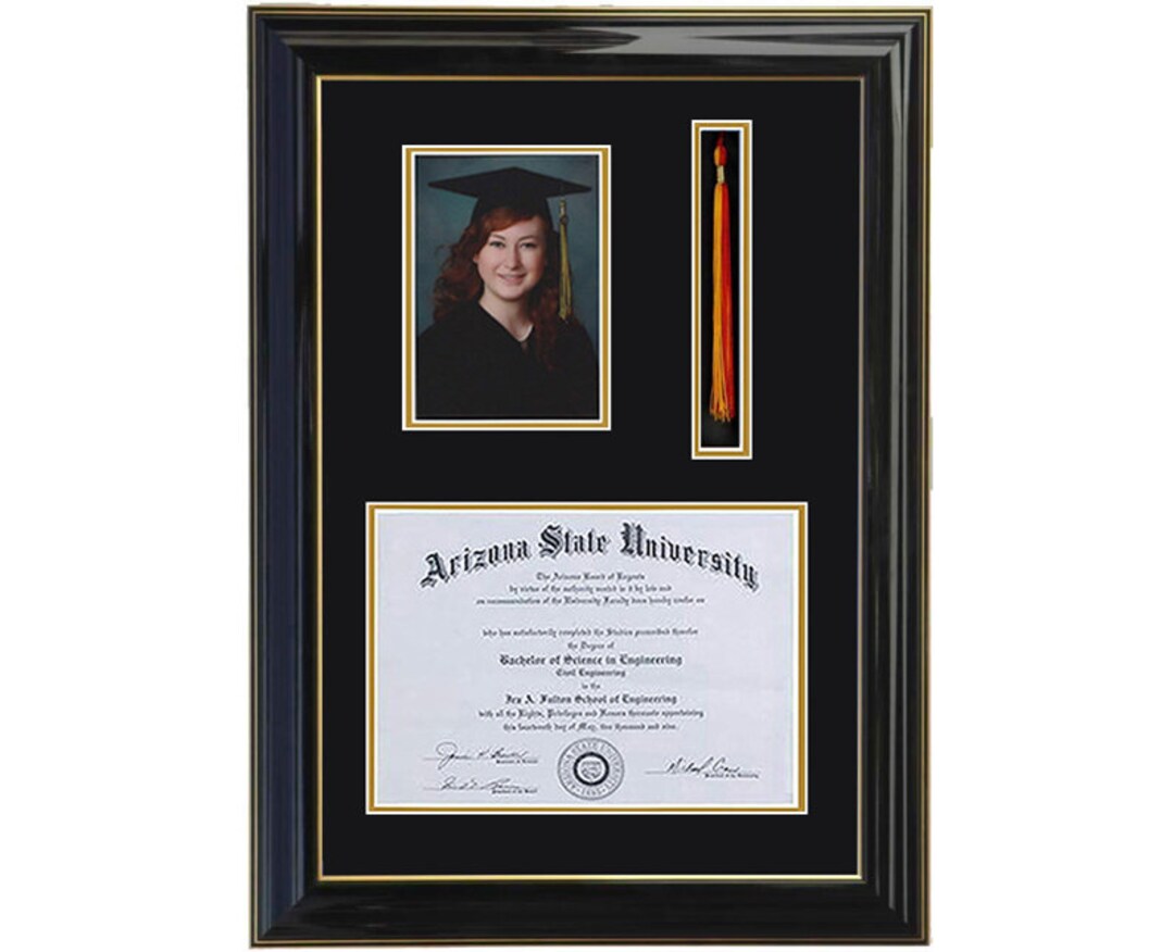 Diploma Frame With Tassel Holder and 5x7 Photo. Black/black. SQ RC ...