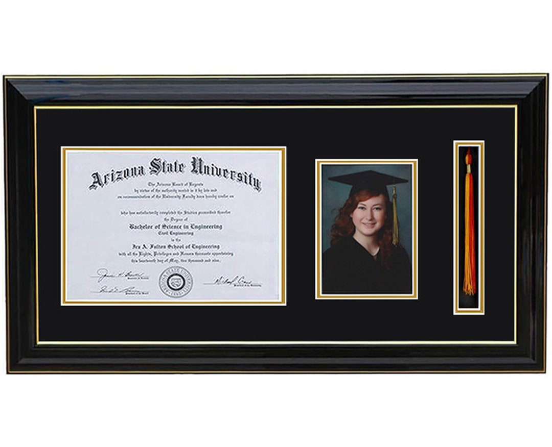 Diploma Frame With Tassel Holder and 5x7 Picture. Black/black. H ...