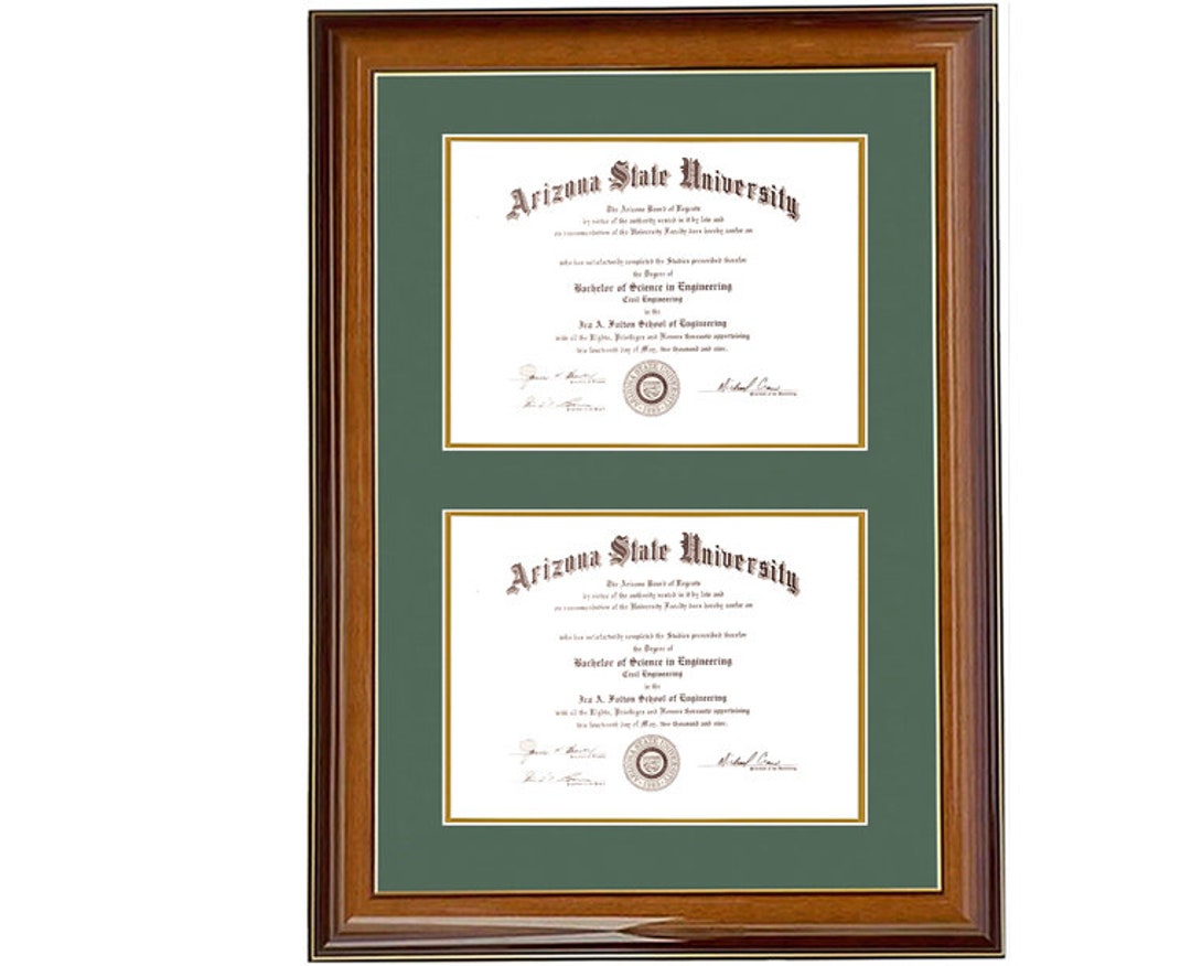 Double Diploma Frame, Degree , Certificate, Document Frame,walnut/green ...