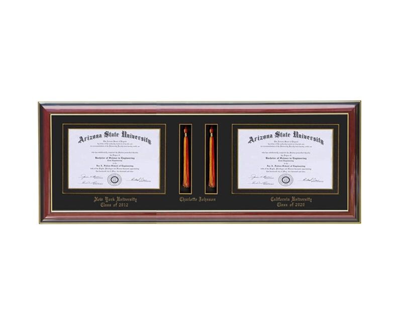 Double Diploma and Tassels Frame (customizable) ,6x8,7x9,8x10,8.5x11,9x12,10x13,11x14 Landscape ...