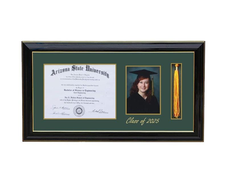 Custom Wood Diploma Frame With Photo & Tassel - Handmade in USA - Etsy