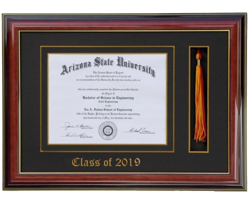 Diploma Frame With Tassel Mahogany Etsy