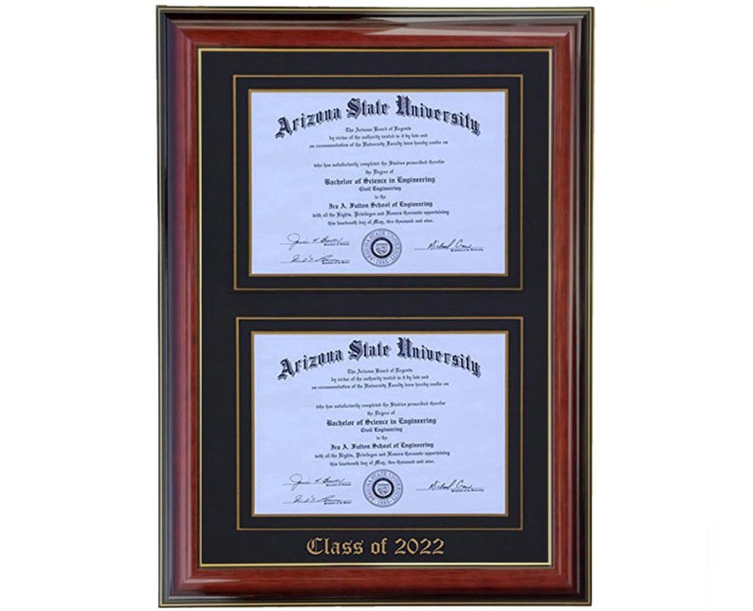 Custom Double Diploma Frame Landscape-v 8x6,11x8.5,11x14,8x10,5x7,7x9 ...